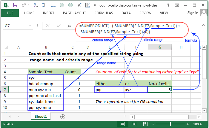 Excel Count Count Cells That Contain Any Of The Specified String 