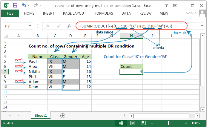 Excel Count Count No Of Rows Containing Multiple OR Condition 